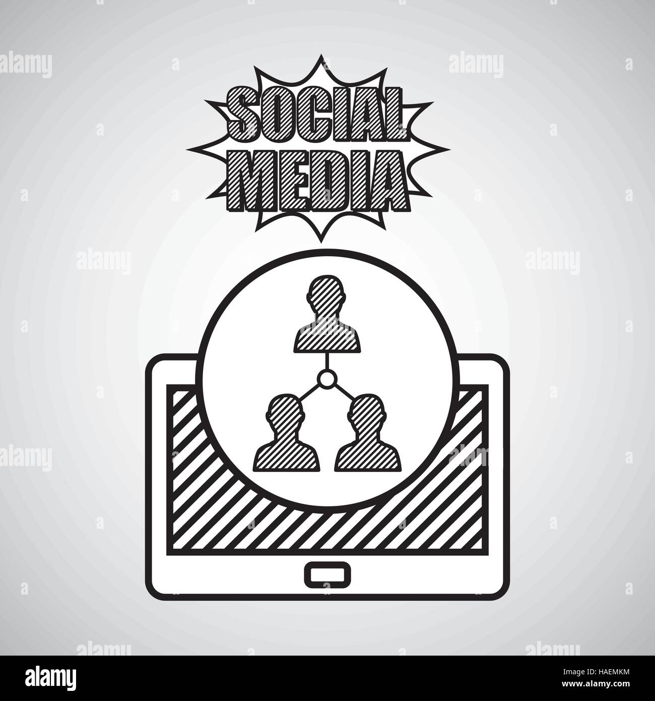 hand drawing team social media mobile vector illustration eps 10 Stock ...