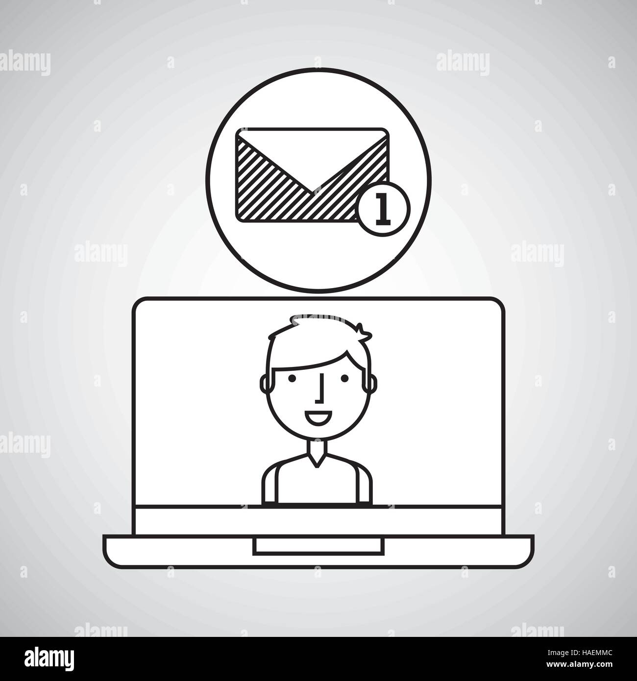 character draw email inbox technology social media vector illustration ...