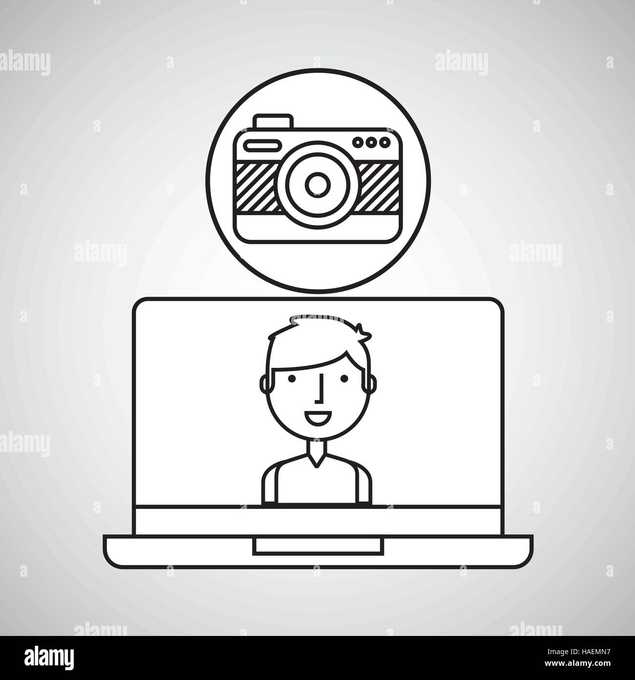 character draw camera technology social media vector illustration eps ...