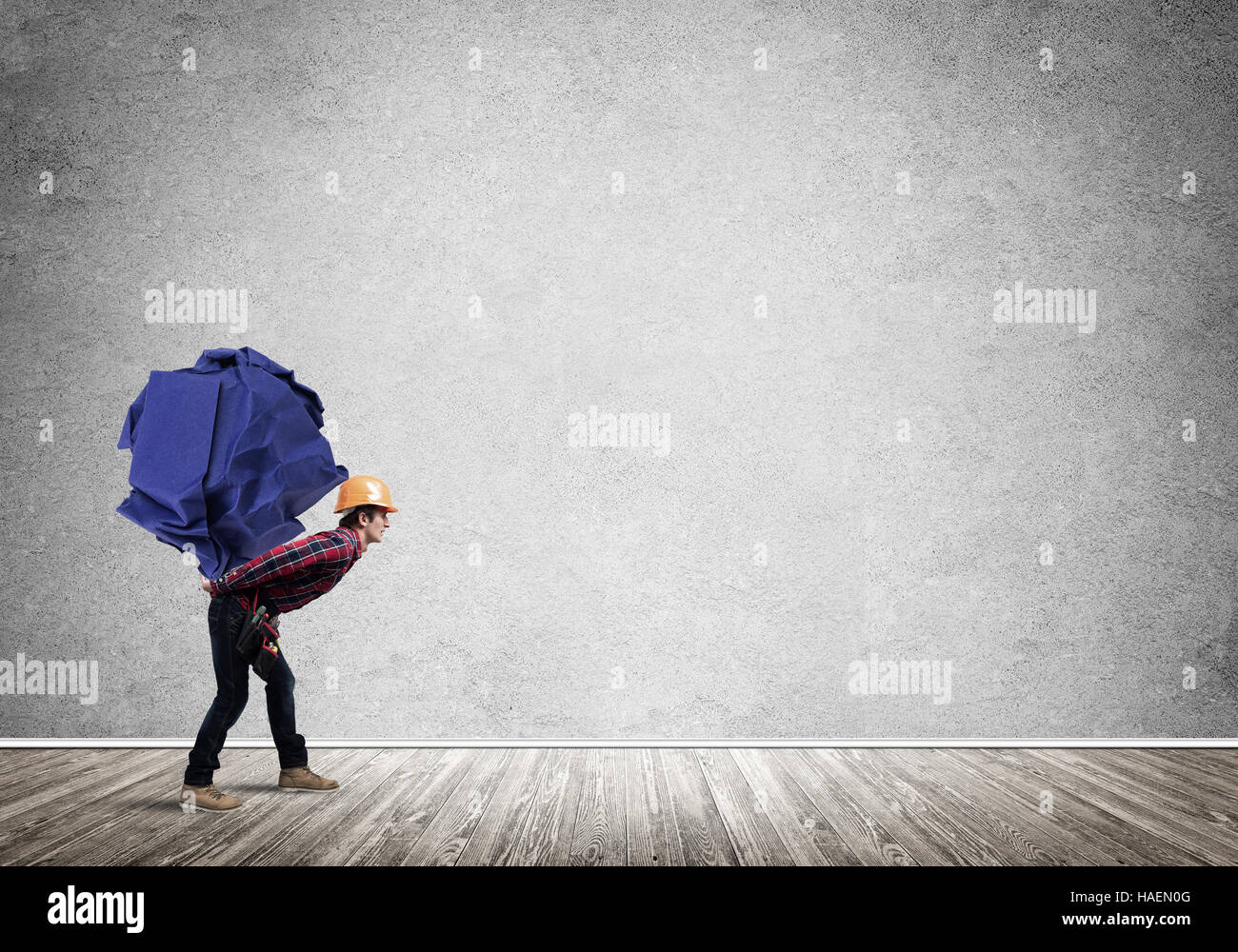 Engineer man carry load Stock Photo - Alamy