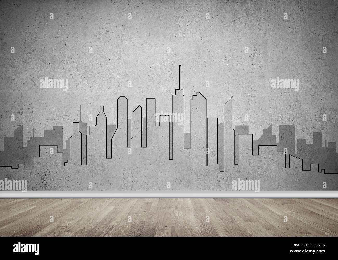 City design on wall Stock Photo - Alamy