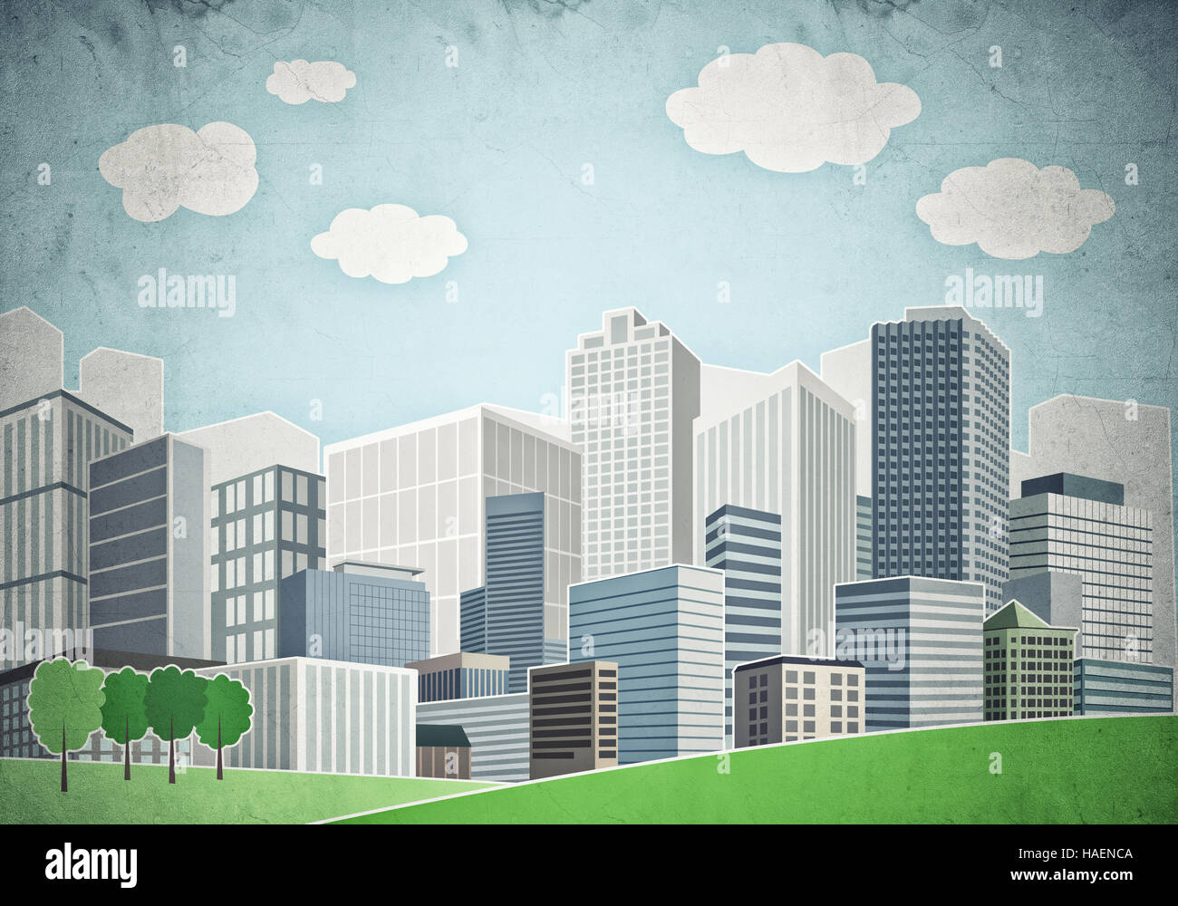 Drawn colorful cityscape Stock Photo - Alamy