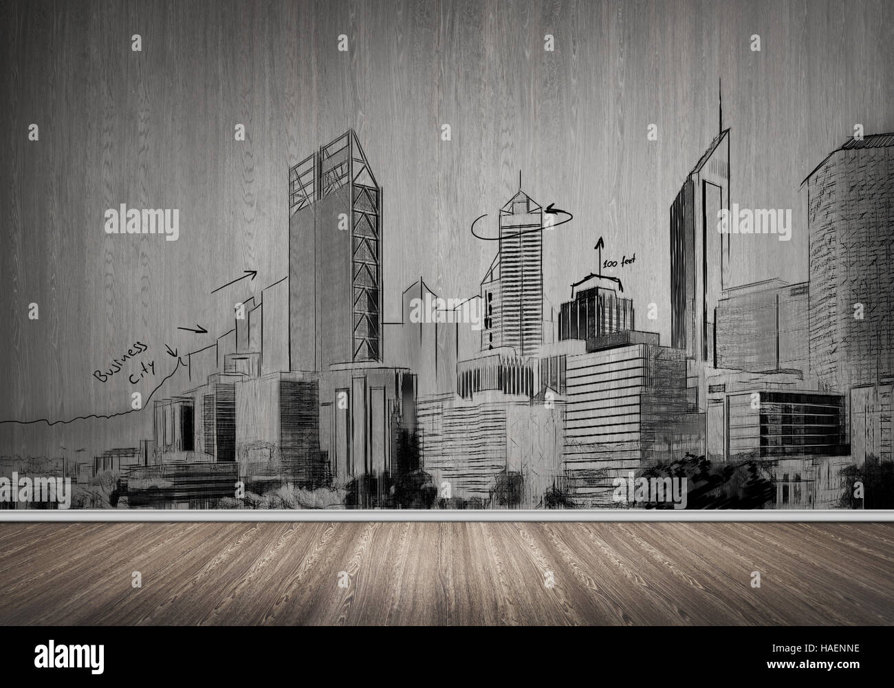 City design on wall Stock Photo - Alamy