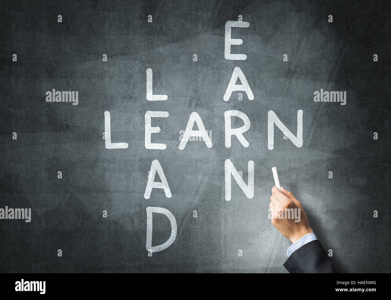 Seminar trainer draw on chalkboard Stock Photo - Alamy