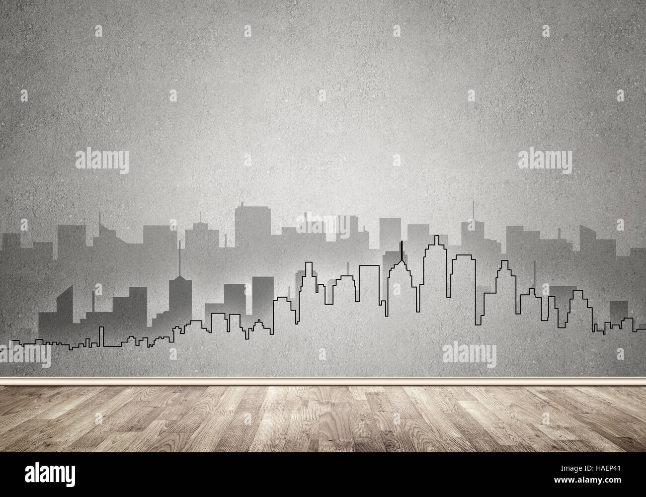 City design on wall Stock Photo - Alamy