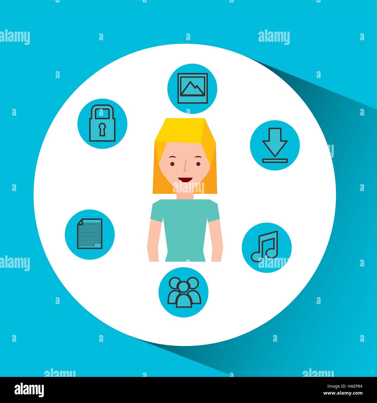 character girl technology social media icon vector illustration eps 10 ...