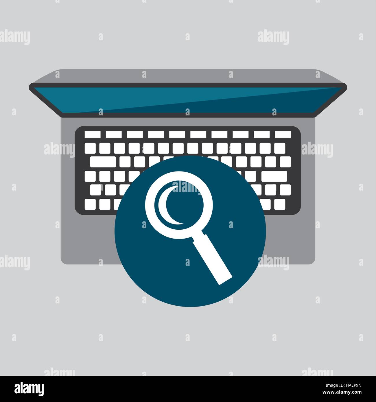 person working laptop search social media graphic vector illustration ...