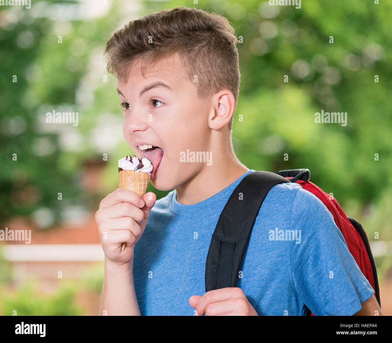 Boy with ice cream Stock Photo - Alamy