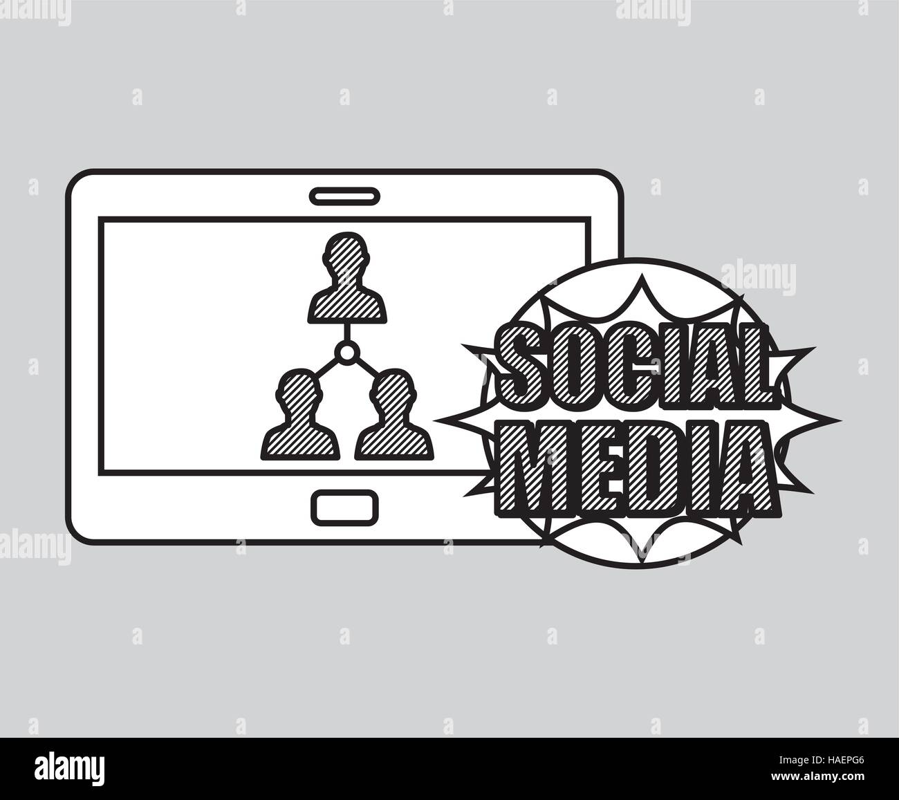hand drawing team social media mobile vector illustration eps 10 Stock ...