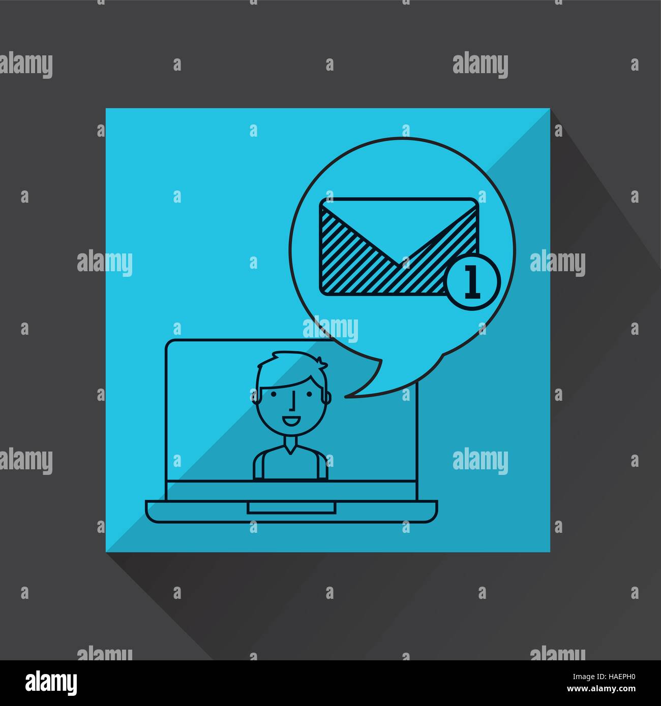 character draw email inbox technology social media vector illustration ...