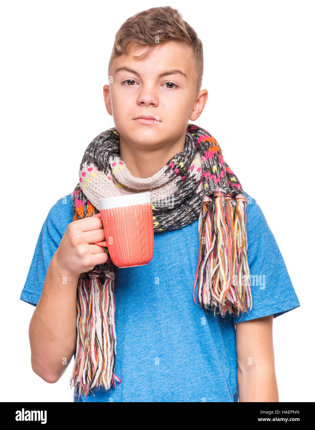 Ill teen boy with flu Stock Photo - Alamy