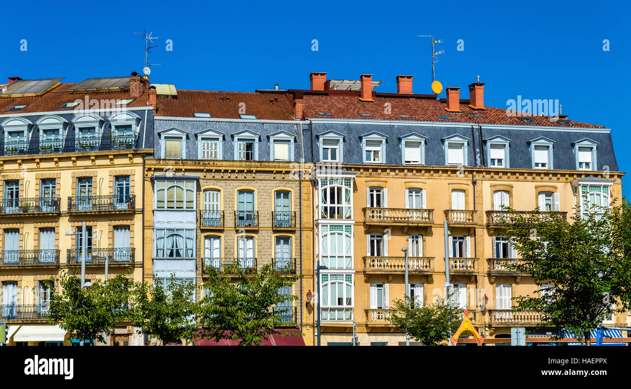 Buildings in the old town of Irun - Spain, Basque Country Stock Photo ...