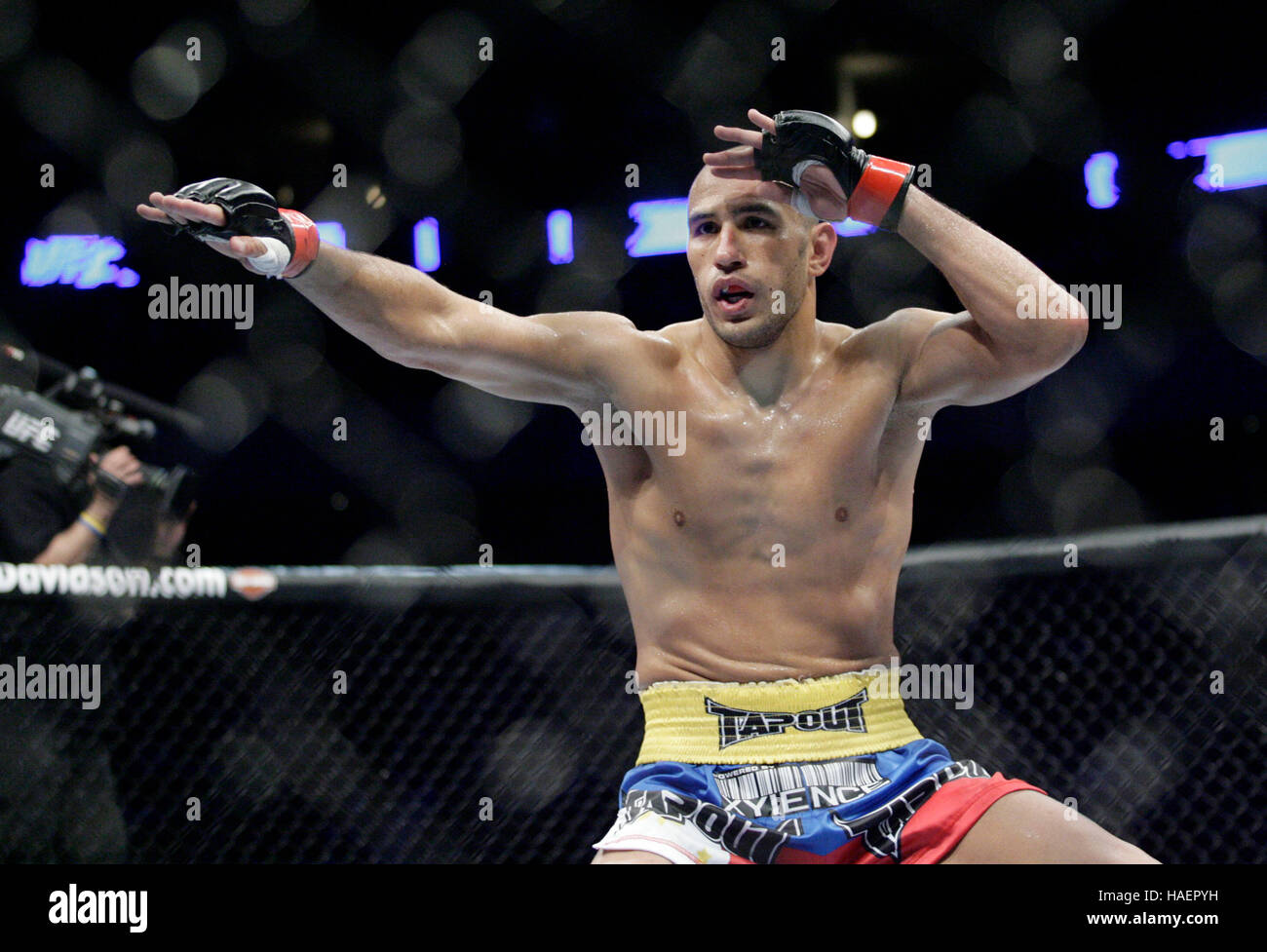 Brandon Vera celebrates victory over Michael Patt during UFC 96 at the ...