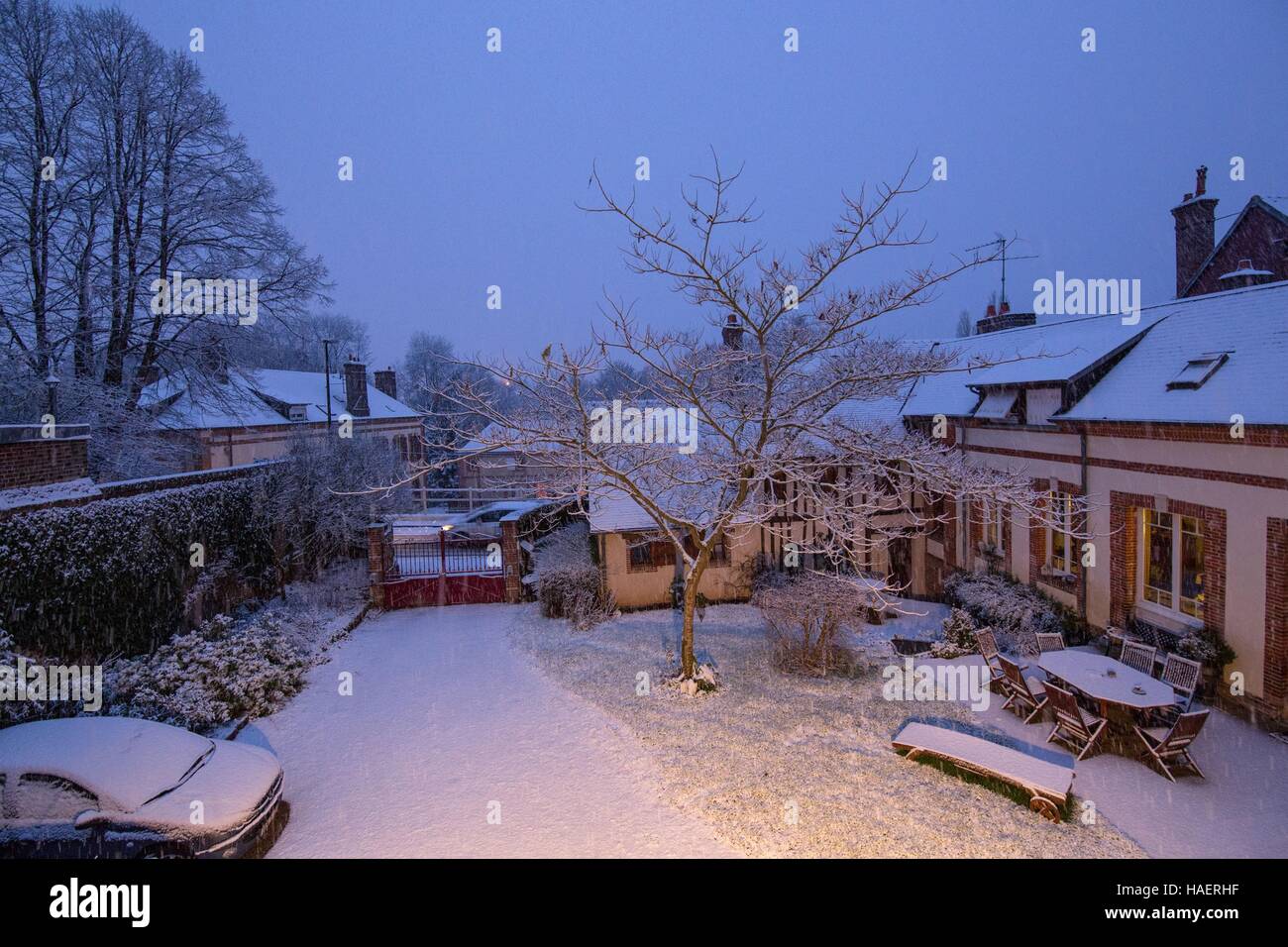 SNOW IN NORMANDY, (27) EURE, UPPER NORMANDY, FRANCE Stock Photo - Alamy