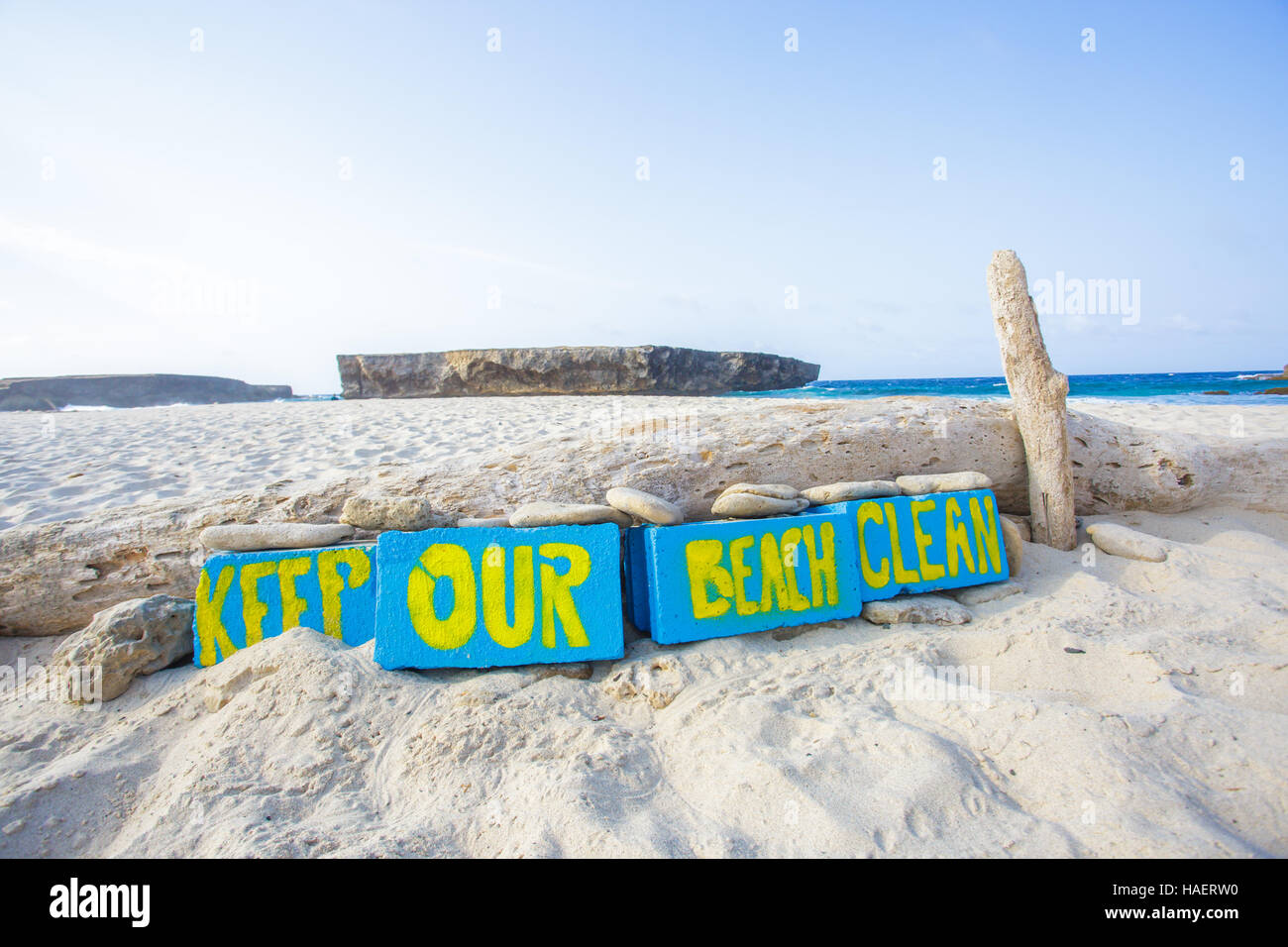 Keep our beach clean Stock Photo - Alamy