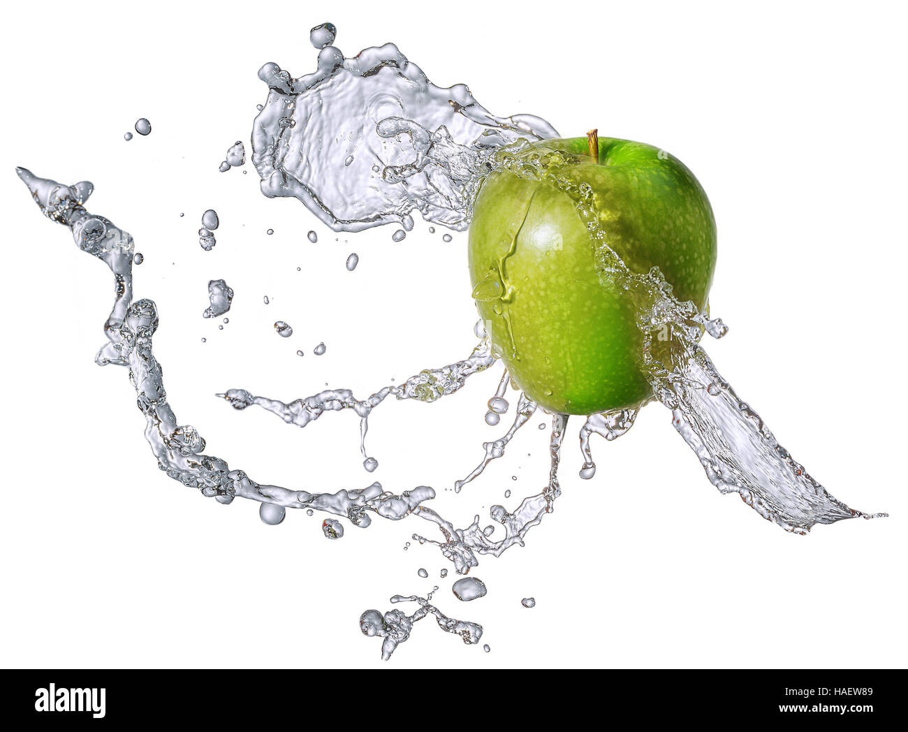 Water splash with apple isolated Stock Photo - Alamy