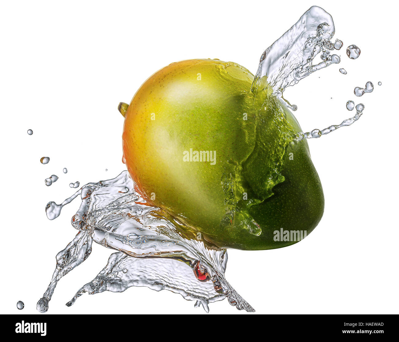 Water splash with mango isolated Stock Photo - Alamy