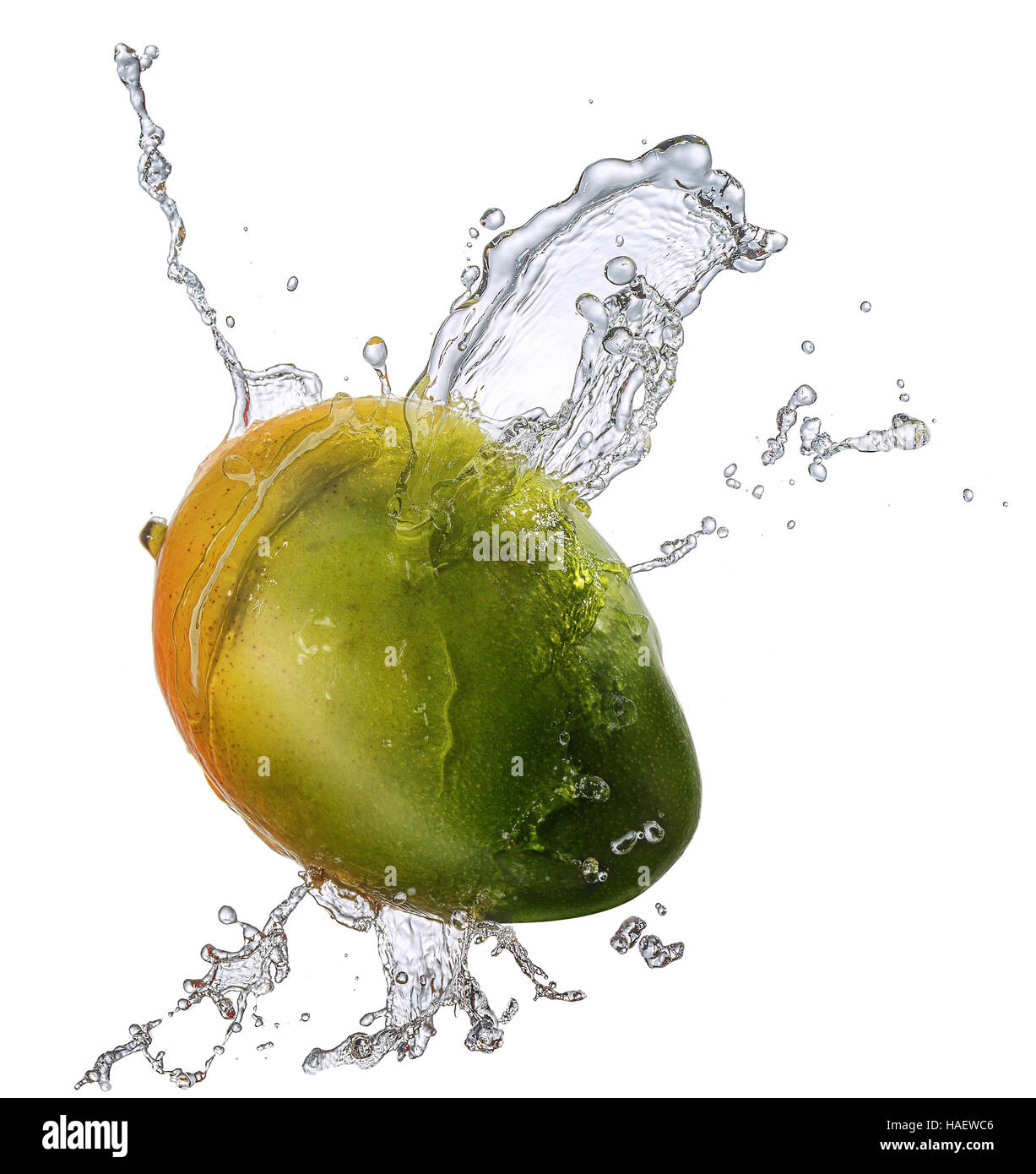 Water splash with mango isolated Stock Photo - Alamy