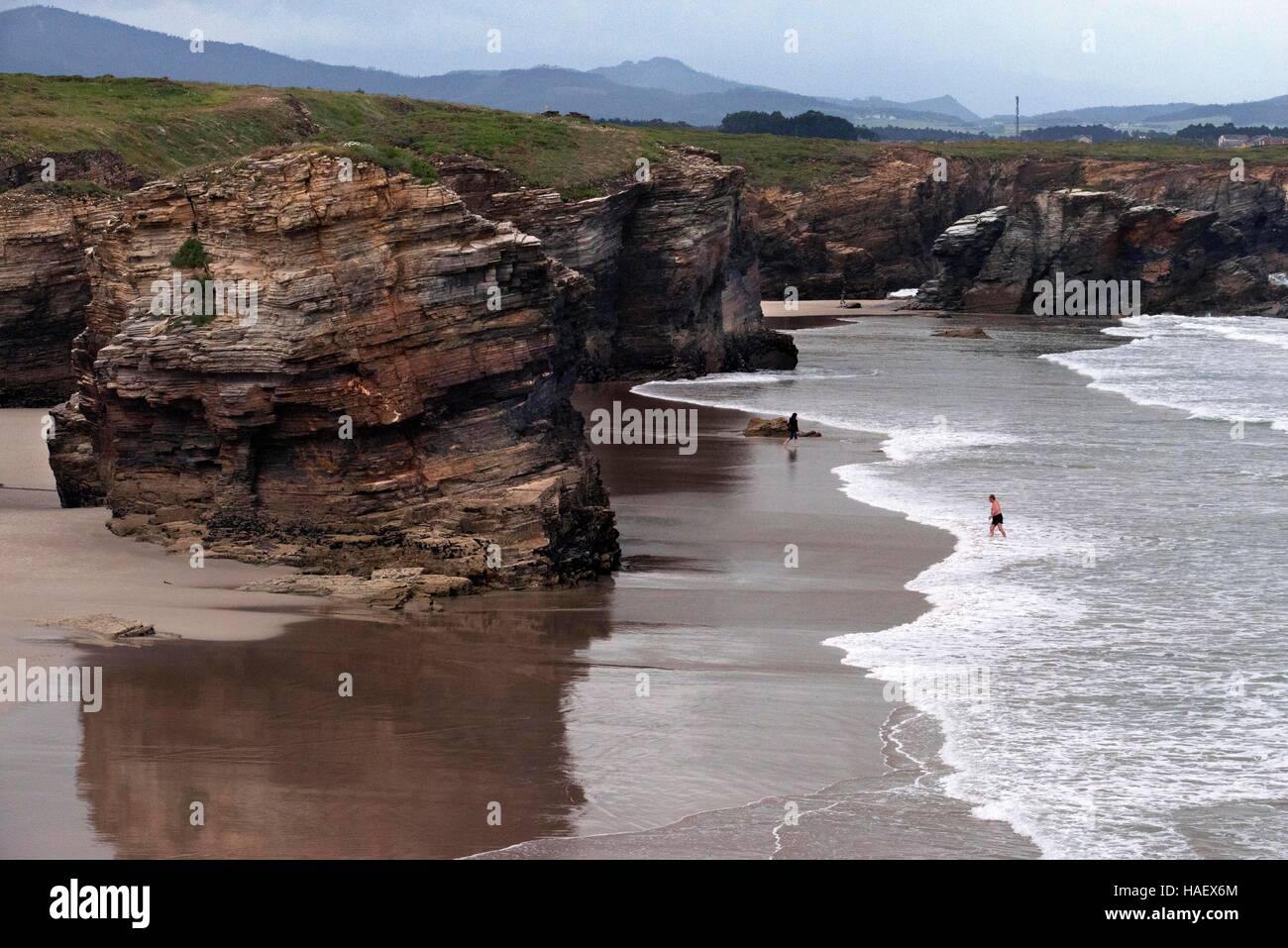 Beach of the Cathedrals in Ribadeo, Galicia, Spain. One of the stops of ...
