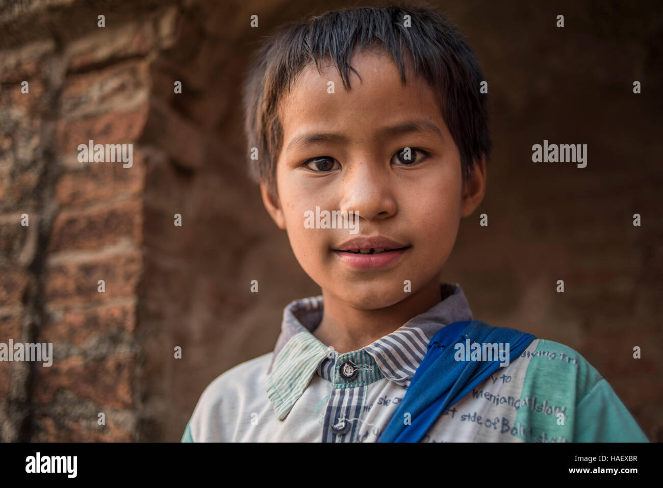 Portrait of a young Burmese boy, Bagan, Myanmar Stock Photo - Alamy