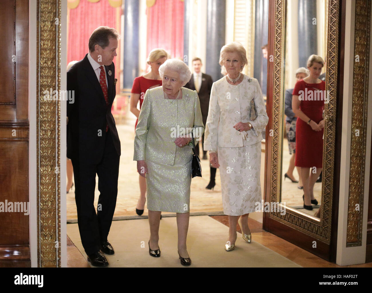 Queen Elizabeth II (left) and Princess Alexandra during a reception to ...