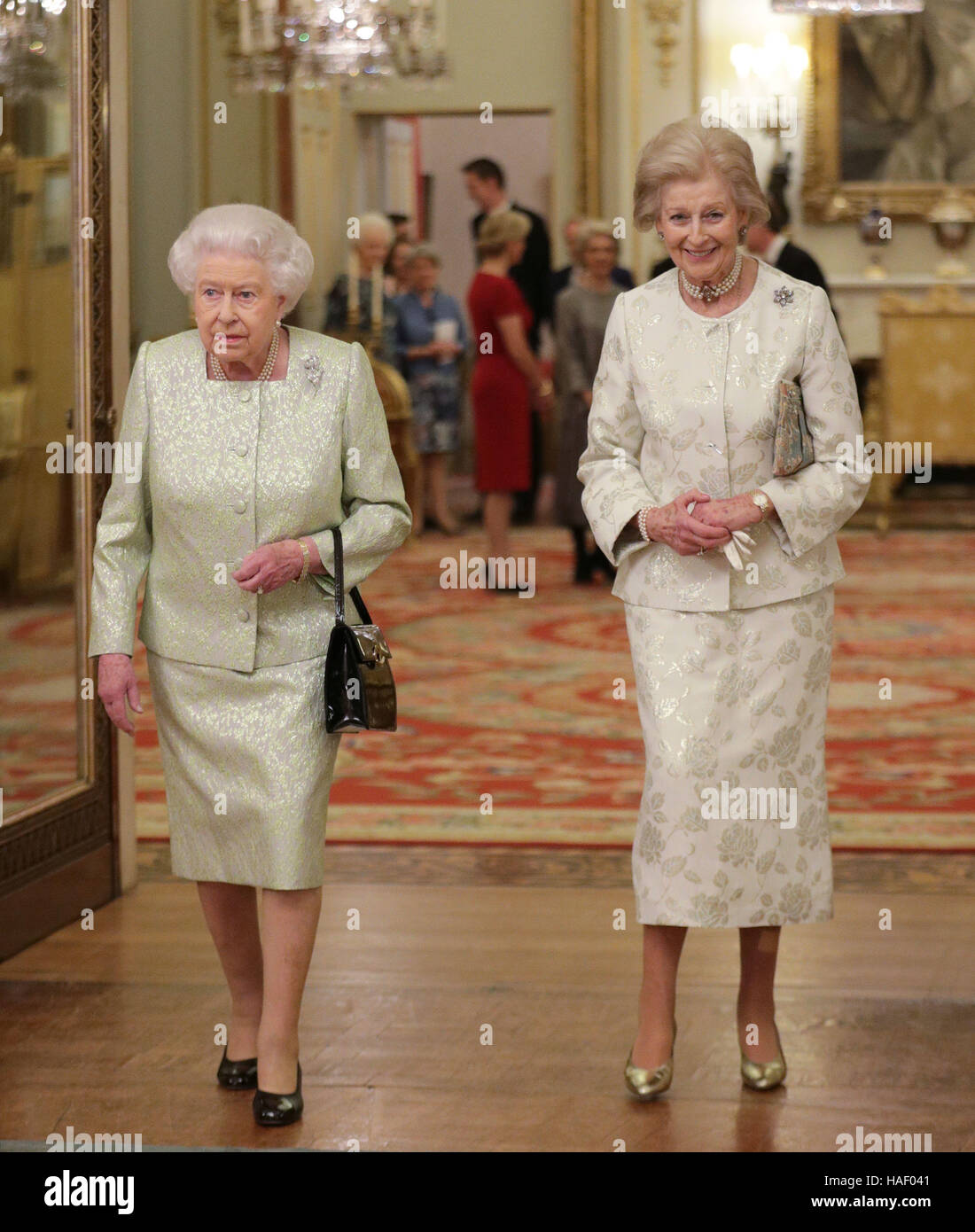 Queen Elizabeth II (left) and Princess Alexandra during a reception to ...