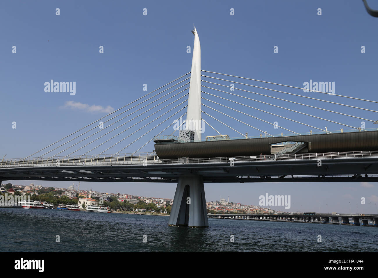 Golden Horn Metro Bridge in Istanbul City, Turkey Stock Photo - Alamy