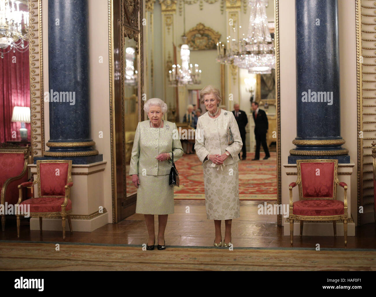 Queen Elizabeth II (left) and Princess Alexandra during a reception to ...