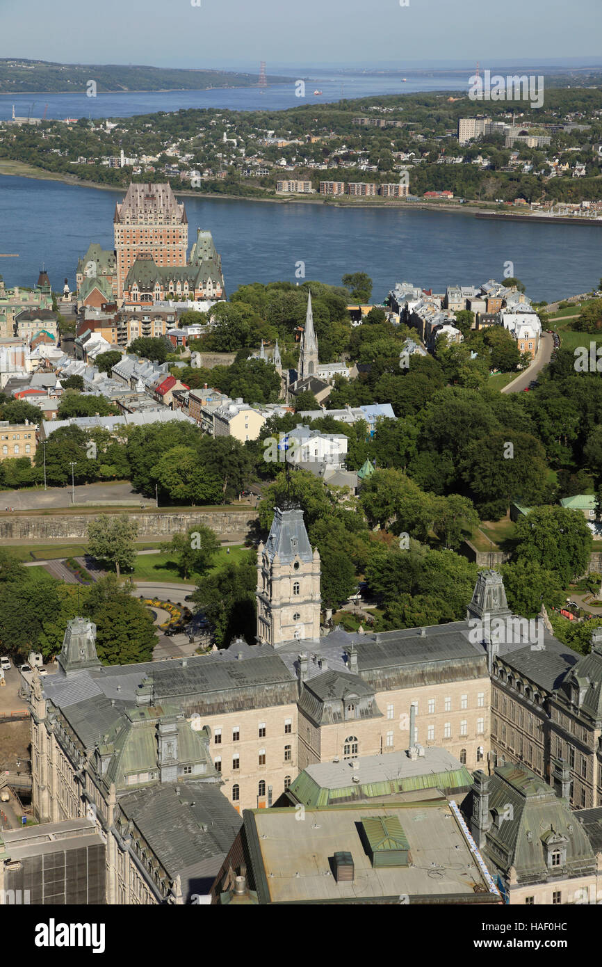 Canada, Quebec City, Parliament, St Lawrence River, aerial view Stock ...