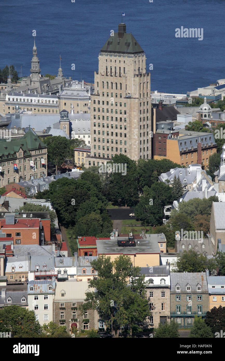 Canada, Quebec City, skyline, Price Building, aerial view Stock Photo ...