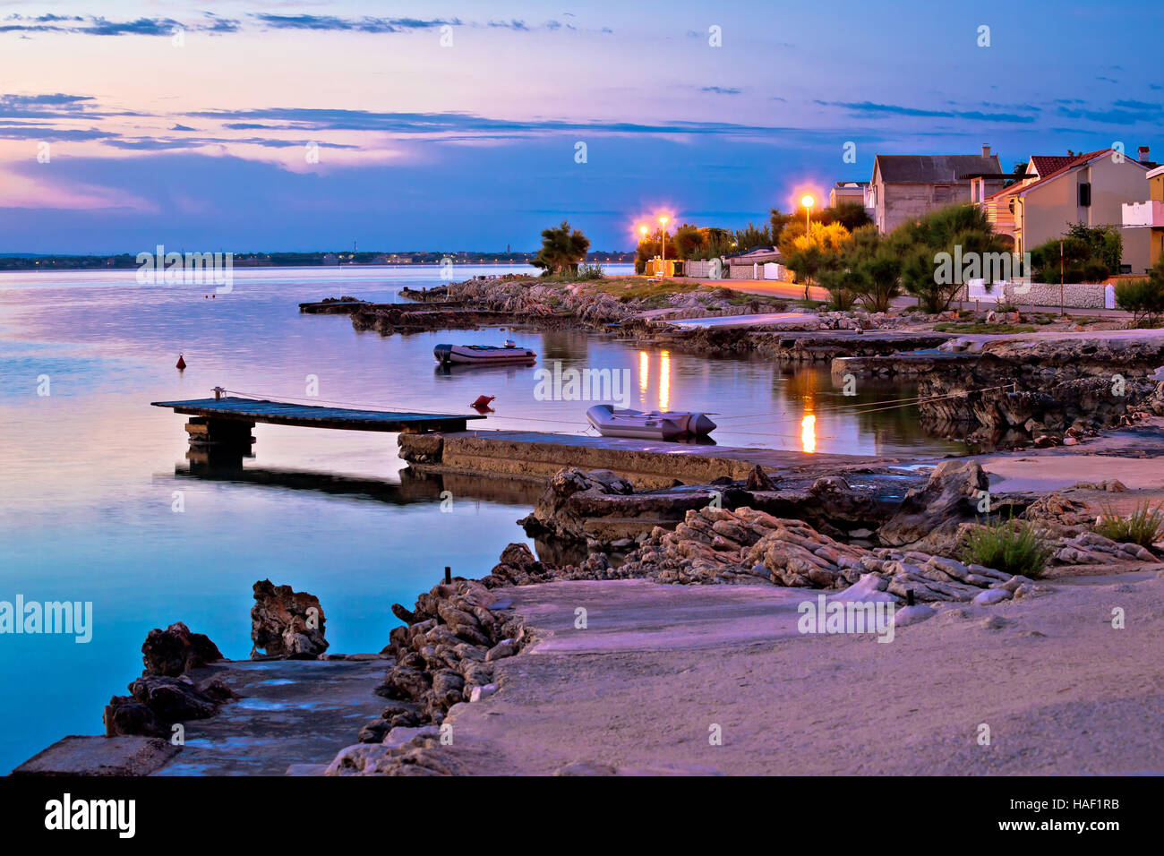 Island of Vir beach and waterfront at dawn, Dalmatia, Croatia Stock ...