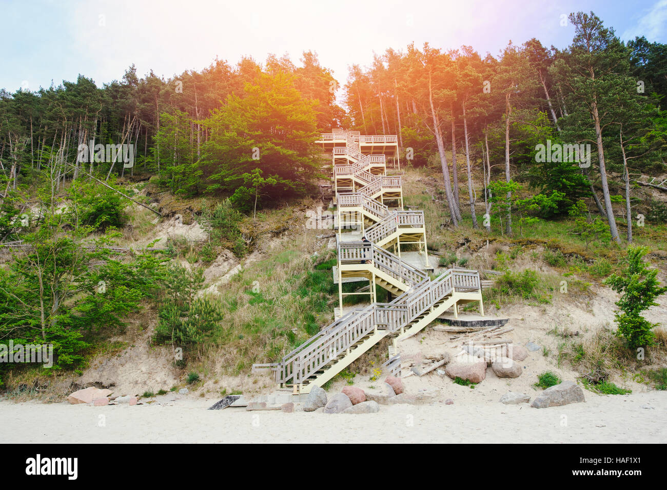 new wooden stairs leading to the beach Stock Photo - Alamy