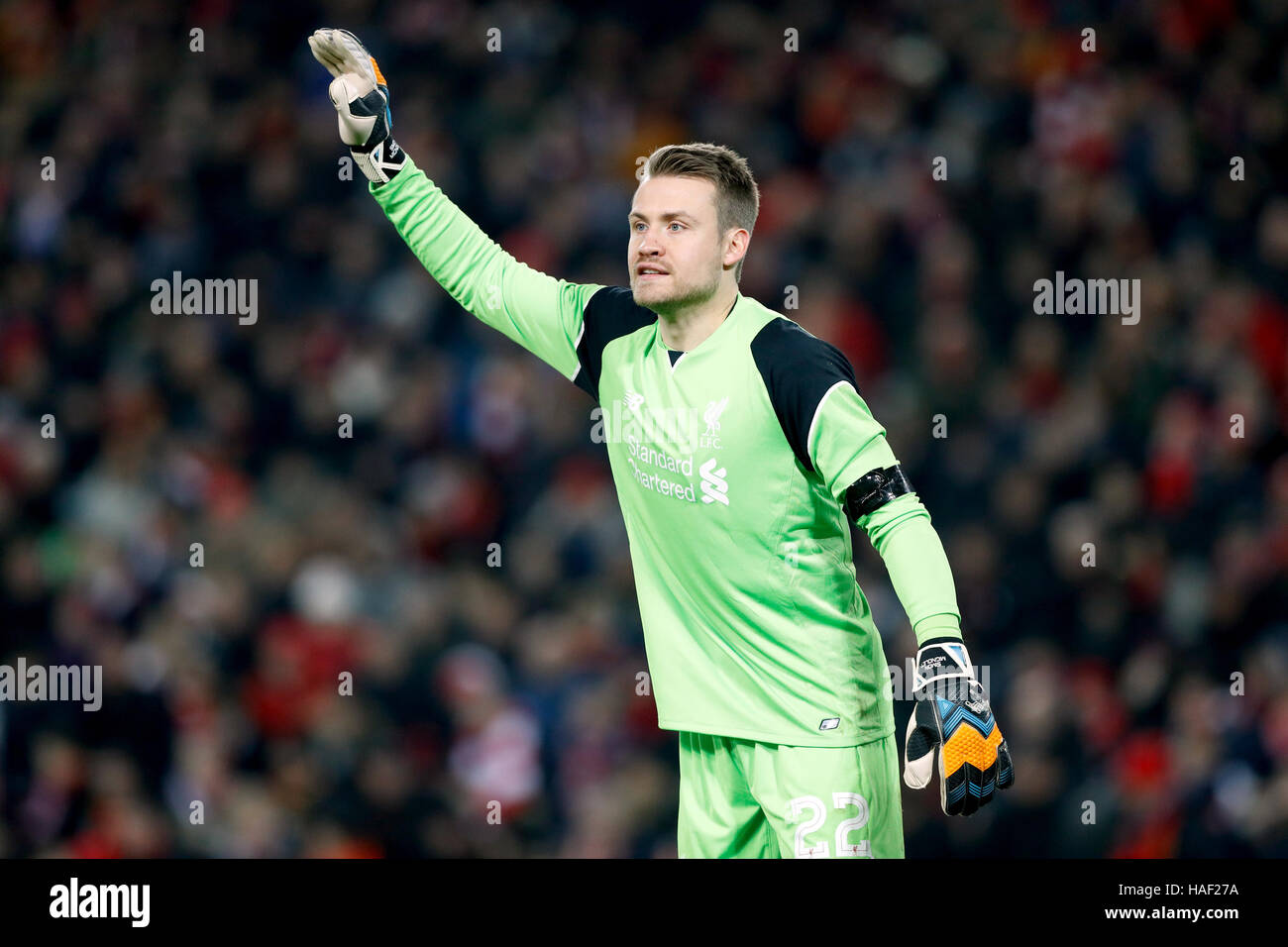 Liverpool goalkeeper Simon Mignolet during the EFL Cup, Quarter Final ...