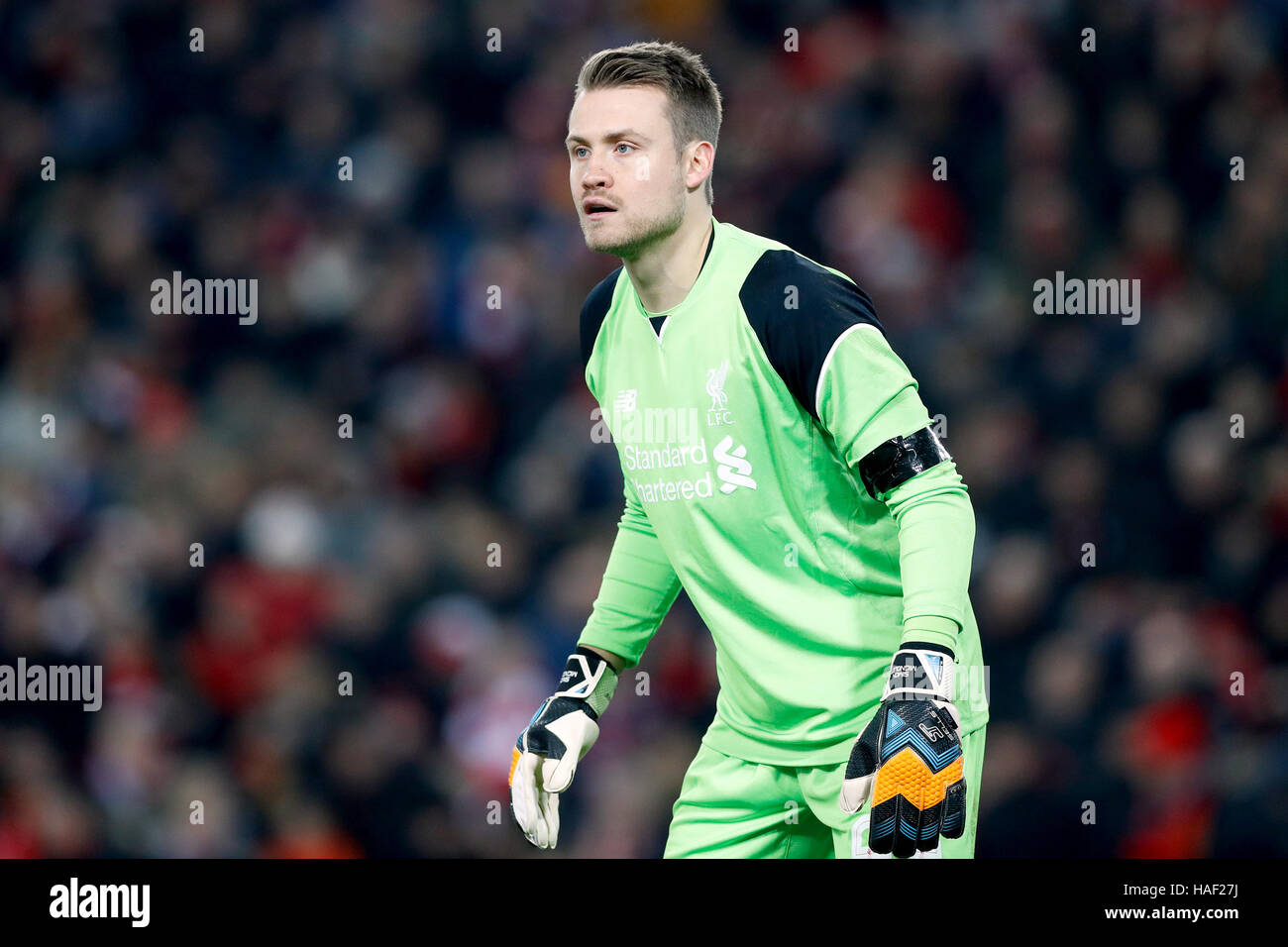 Liverpool goalkeeper Simon Mignolet during the EFL Cup, Quarter Final ...
