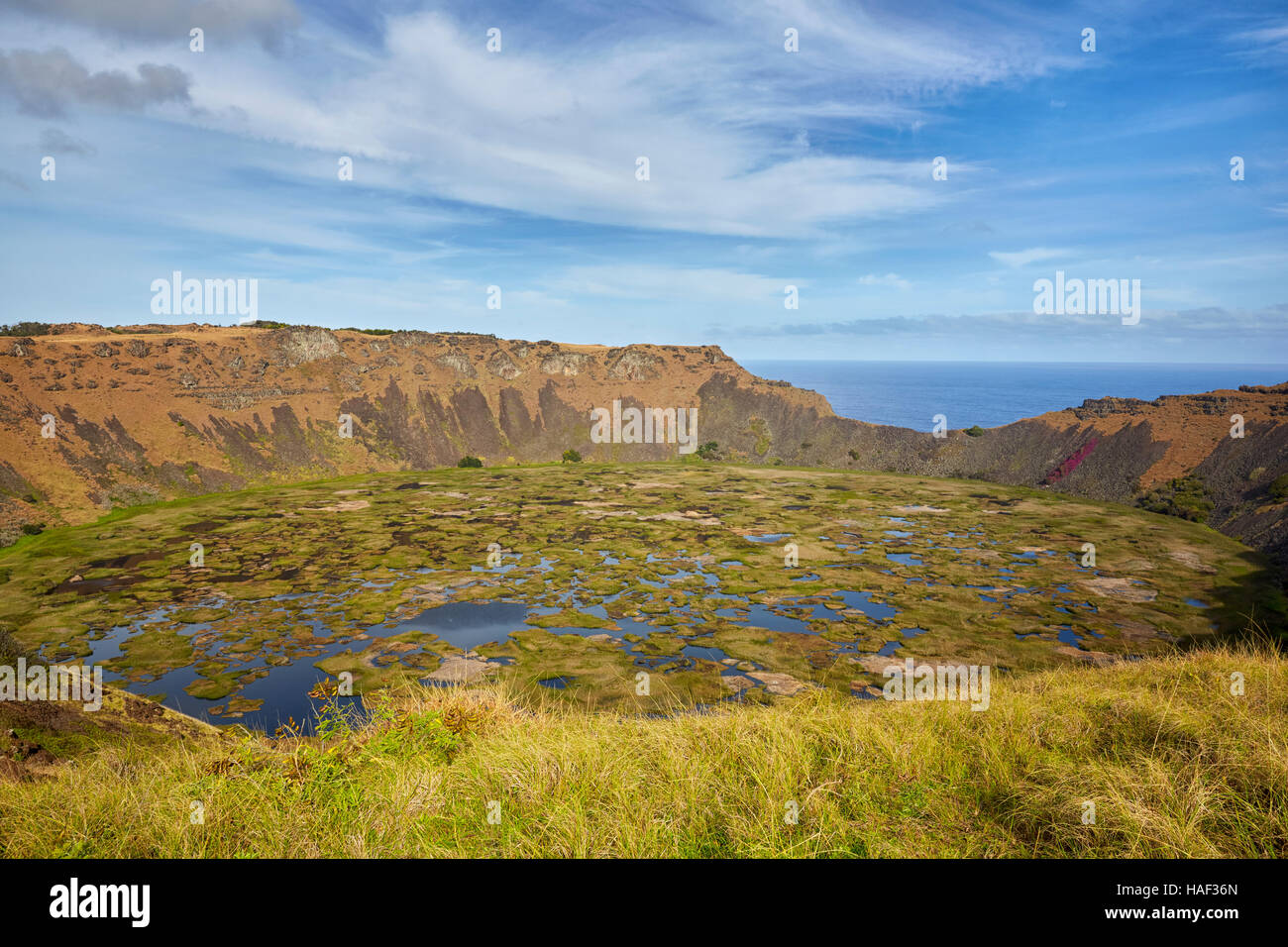 Rano Kau volcano, Easter Island Stock Photo - Alamy