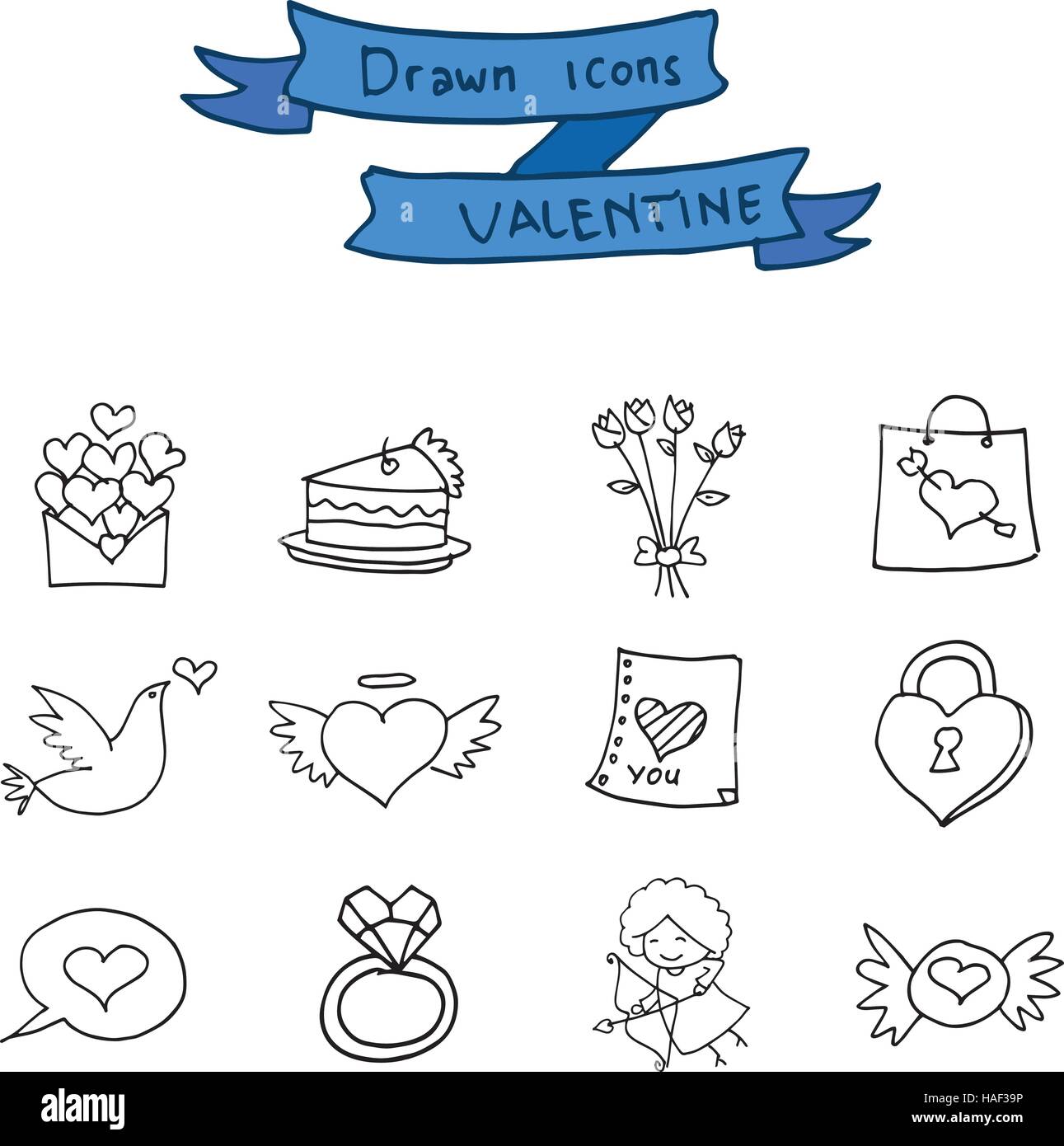 Valentine cake line art Cut Out Stock Images & Pictures - Alamy