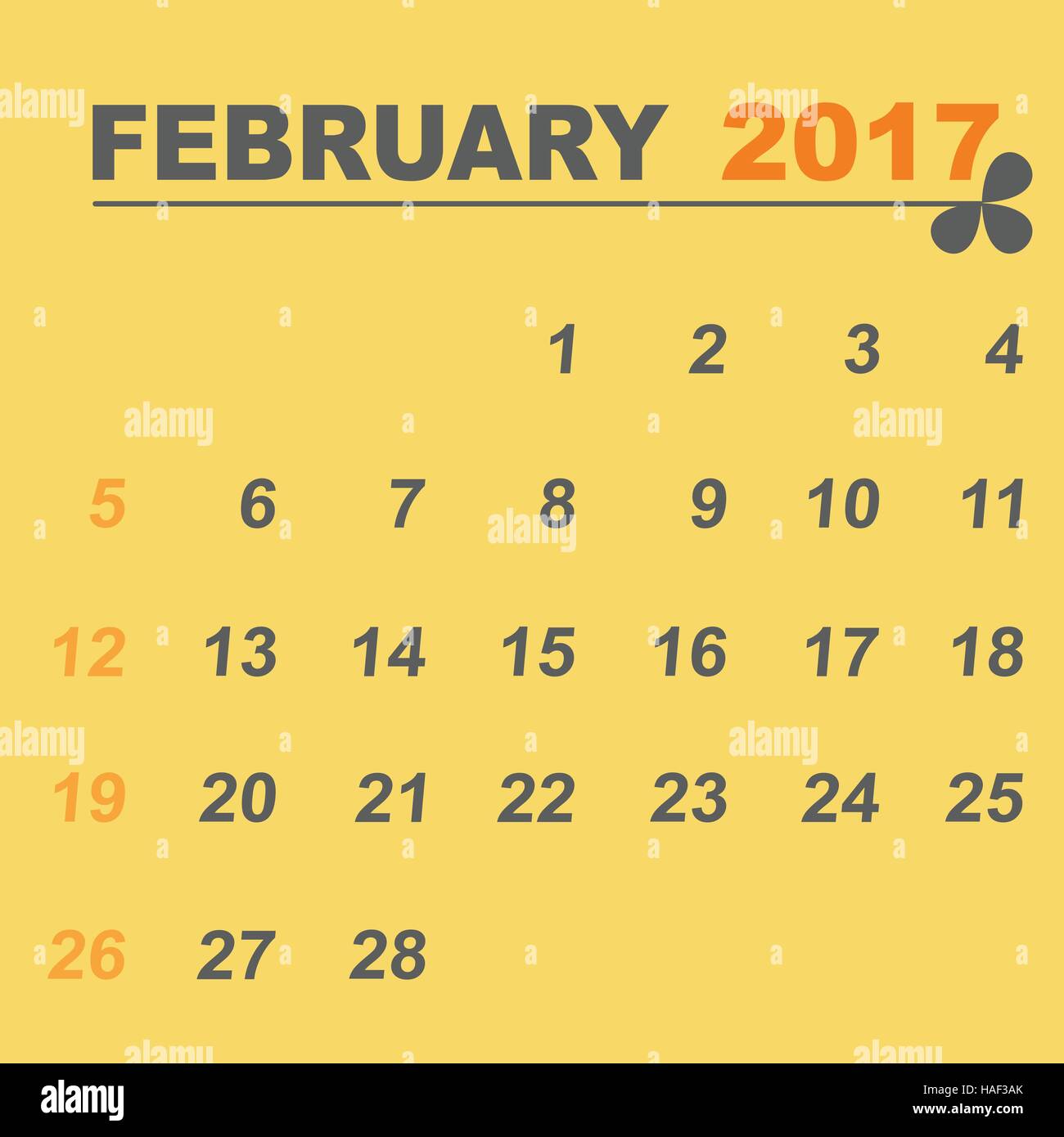 Simple calendar template of February 2017, stock vector Stock Vector ...