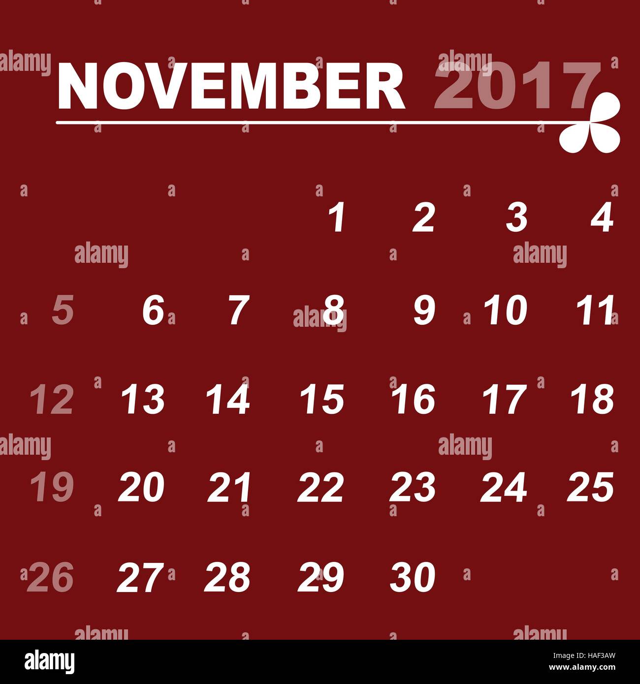 Printable November 2017 Calendar Printables