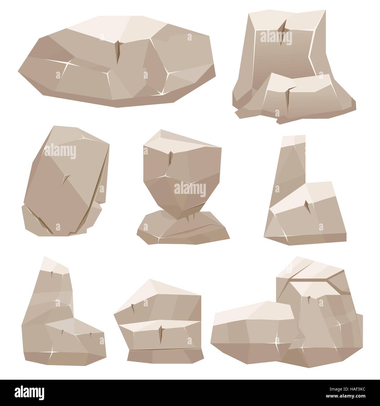 Cartoon Game Stones. Vector Illustration. Rocks isolated on white ...