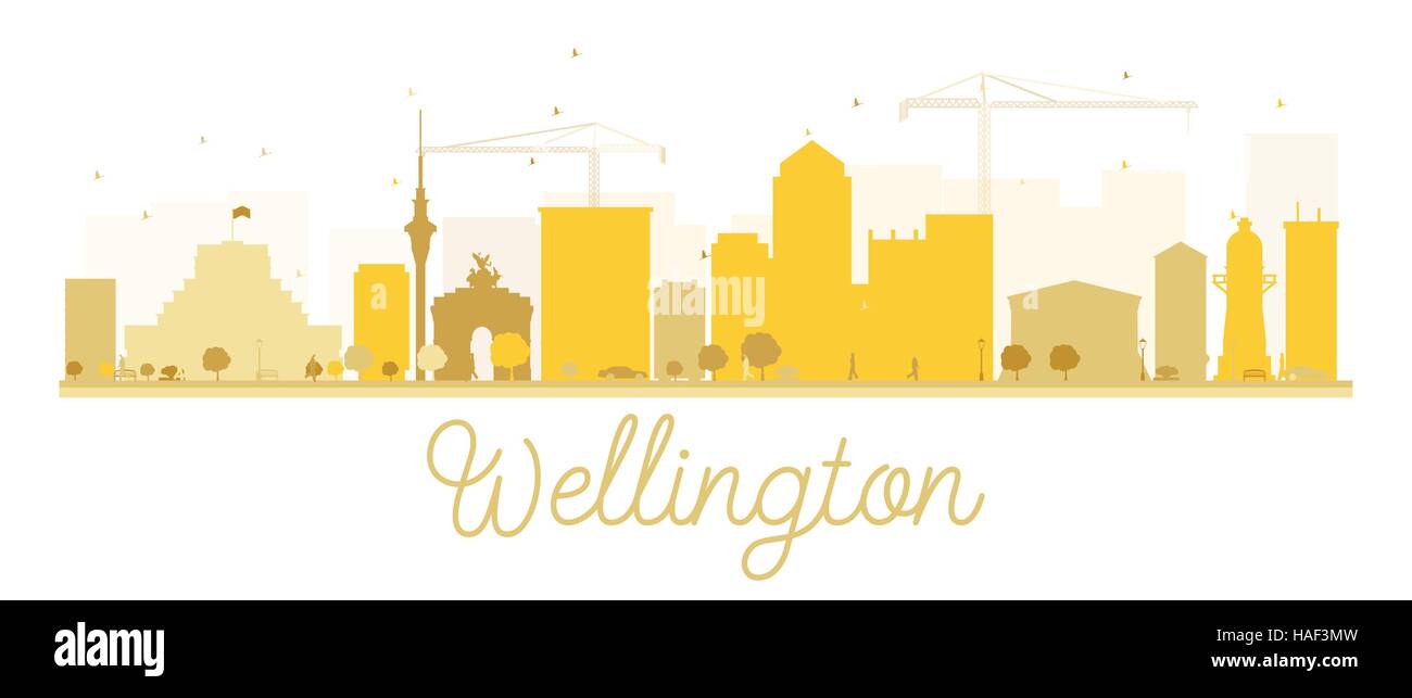 Wellington City skyline golden silhouette. Vector illustration. Simple ...