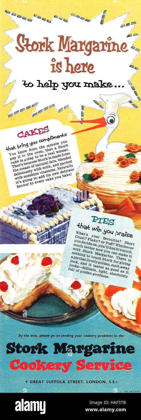 1954 British advertisement for Stork Margarine Stock Photo - Alamy