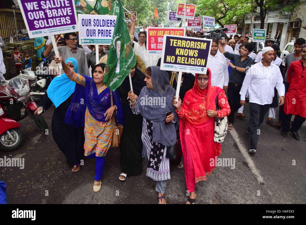 All India Majlis-e-Ittehadul Muslimeen (AIMIM) workers shout slogan ...