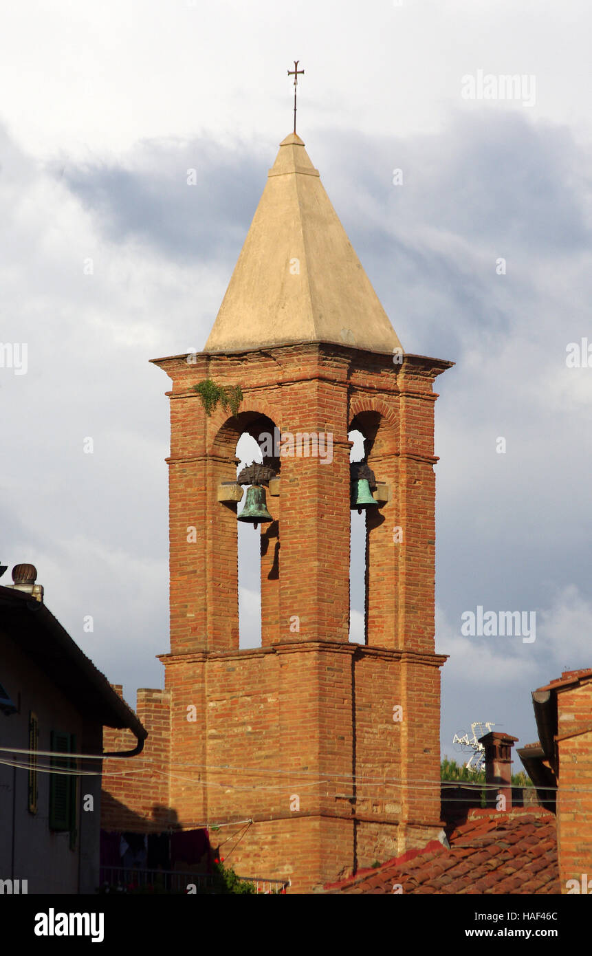 brick tower with bells ringing to tell the time Stock Photo - Alamy