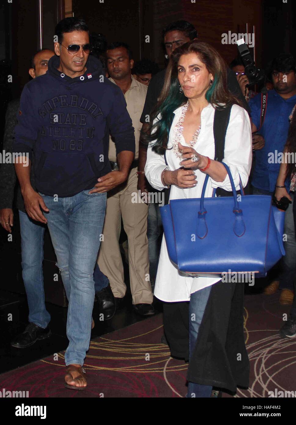 Bollywood actors Akshay Kumar and Dimple Kapadia during the music ...