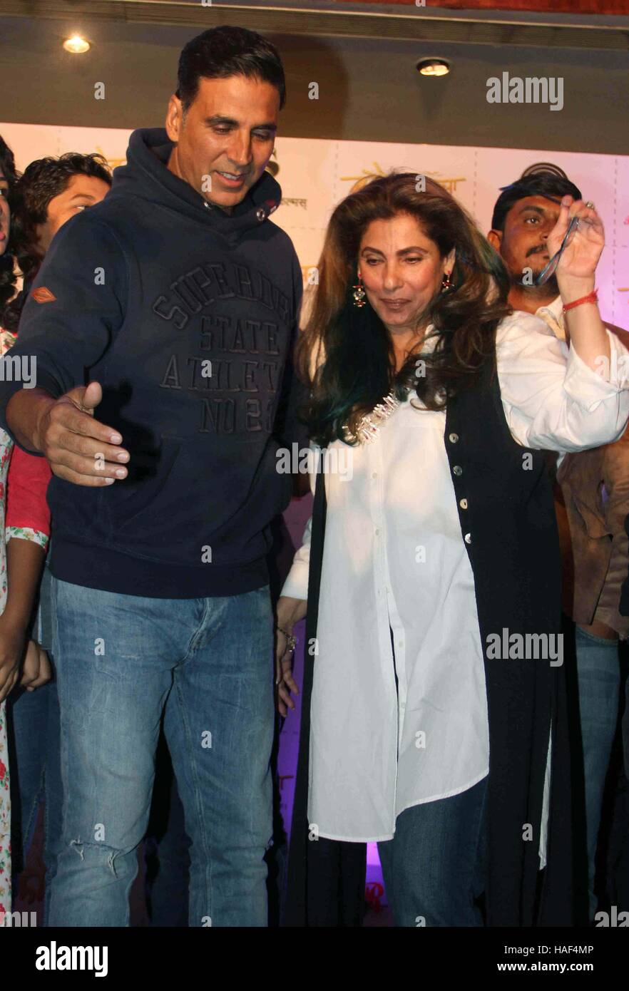 Bollywood actors Akshay Kumar and Dimple Kapadia during the music ...