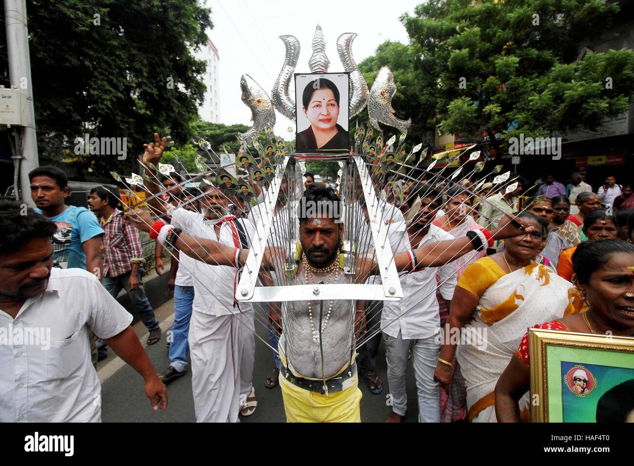 Aiadmk Party Worker Body Pierced Metal Hooks Offer Prayer Tamil Nadu