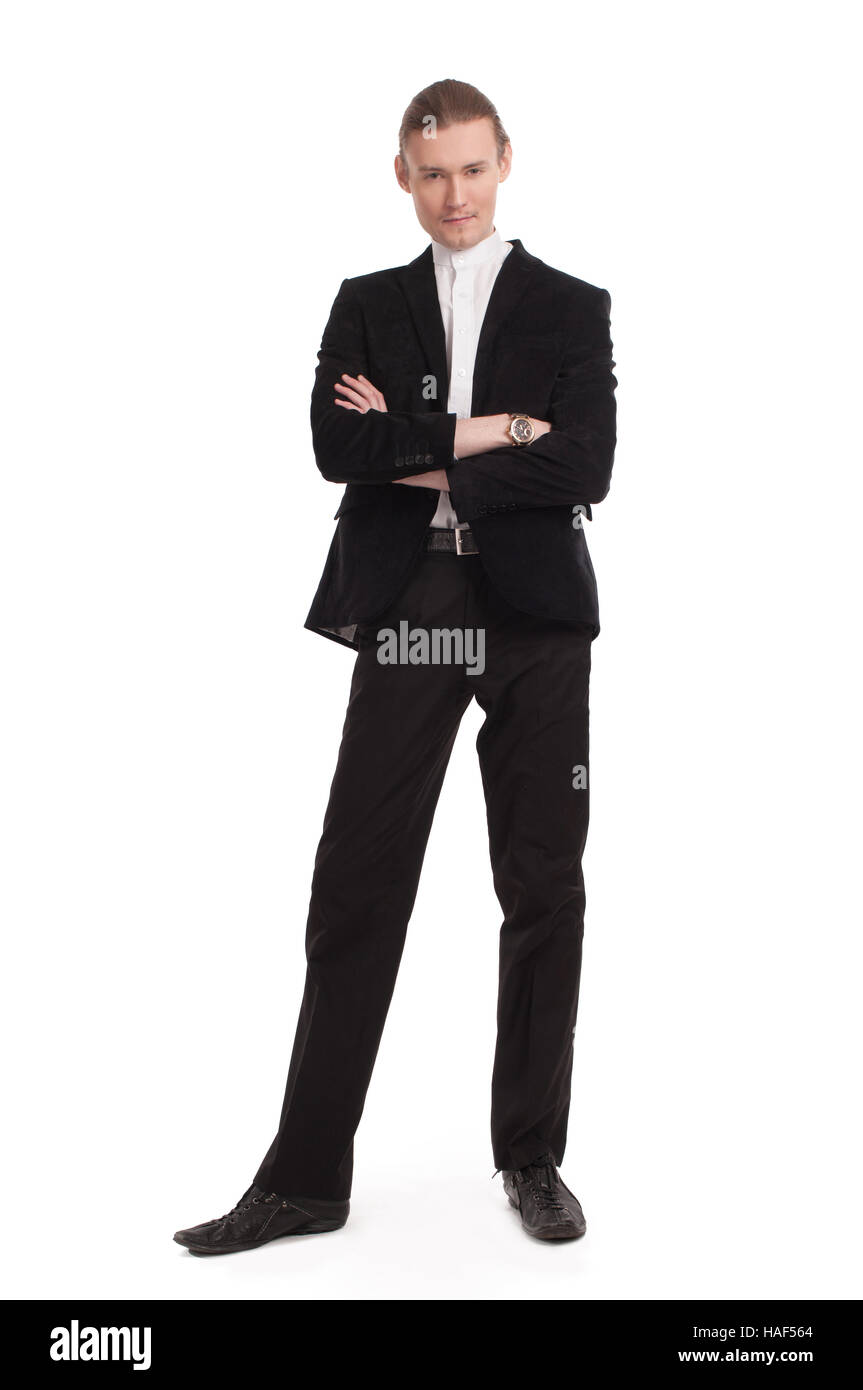 man in business suit standing on an isolated background Stock Photo - Alamy