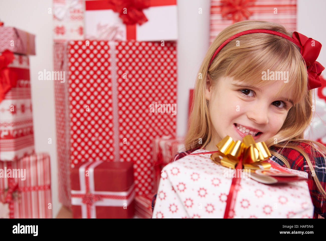 Happy to have such big present Stock Photo - Alamy