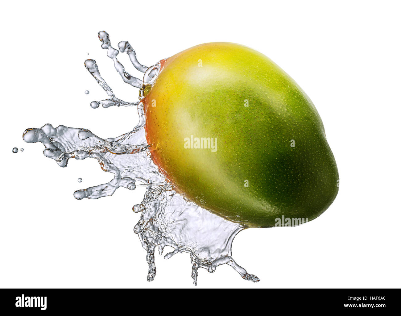Water splash with mango isolated Stock Photo - Alamy