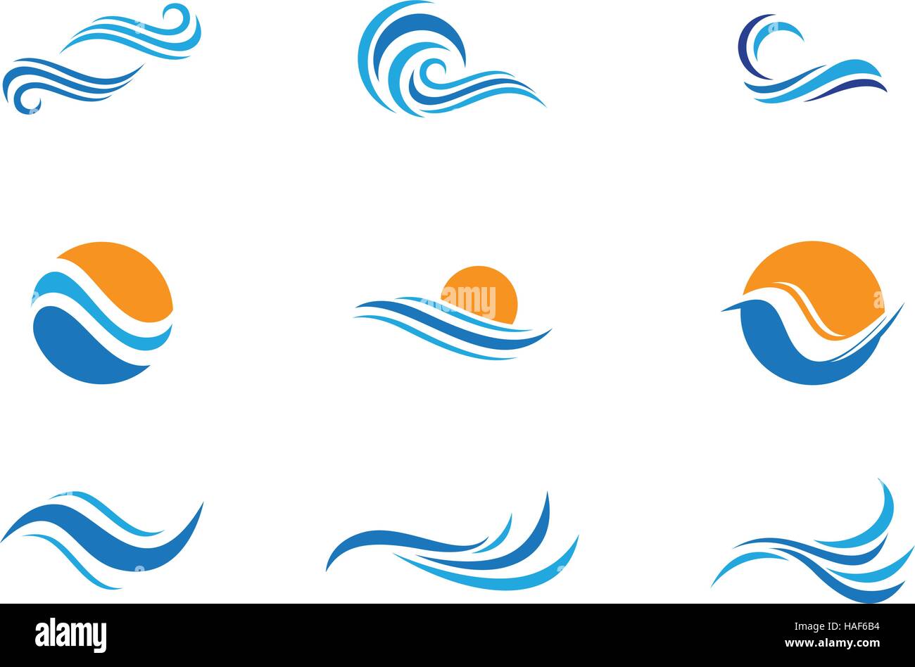 Vector Logo with yellow sun and blue sea waves Stock Vector Image & Art ...